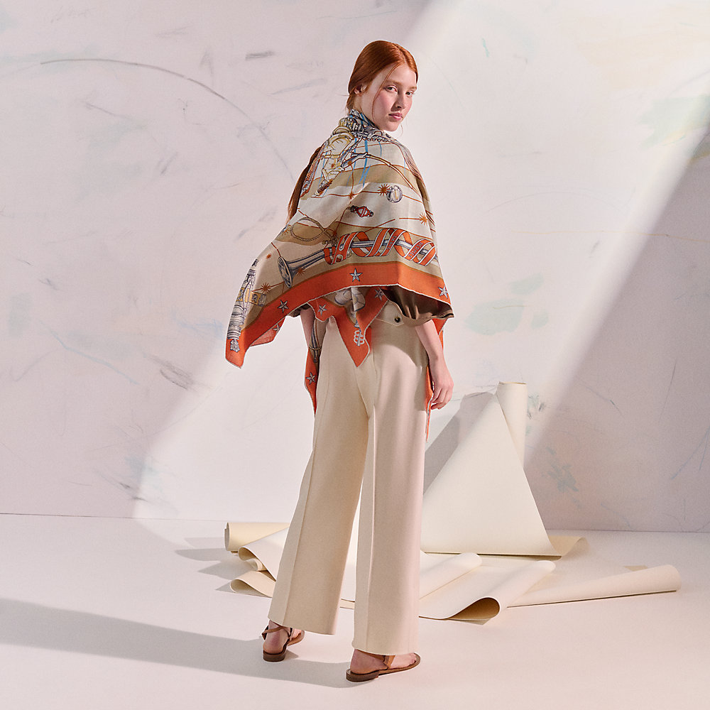 Chorus Stellarum shawl 140 - Orange | Hermès UK